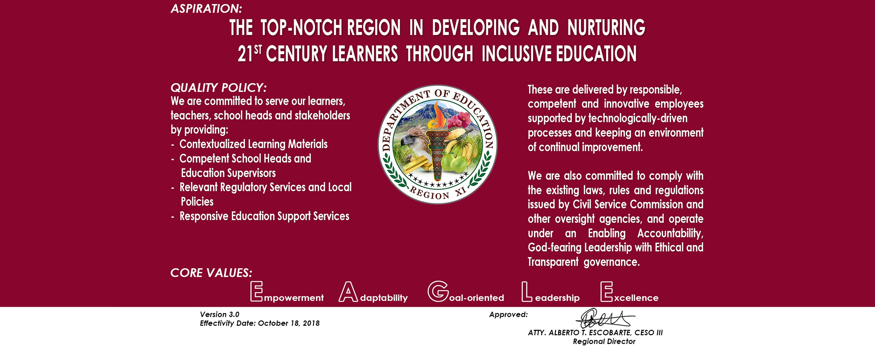 Quality Policy | Department of Education Region XI